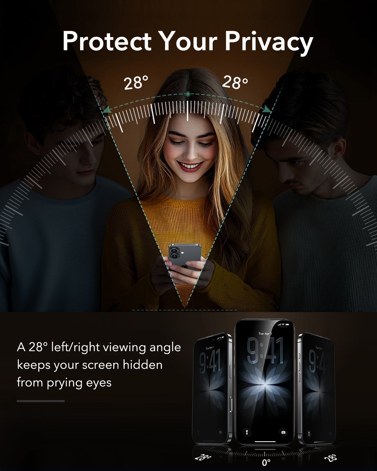 iPhone 17 Black Cyber Case & Privacy Corning Guard|ESR Rugged Protection