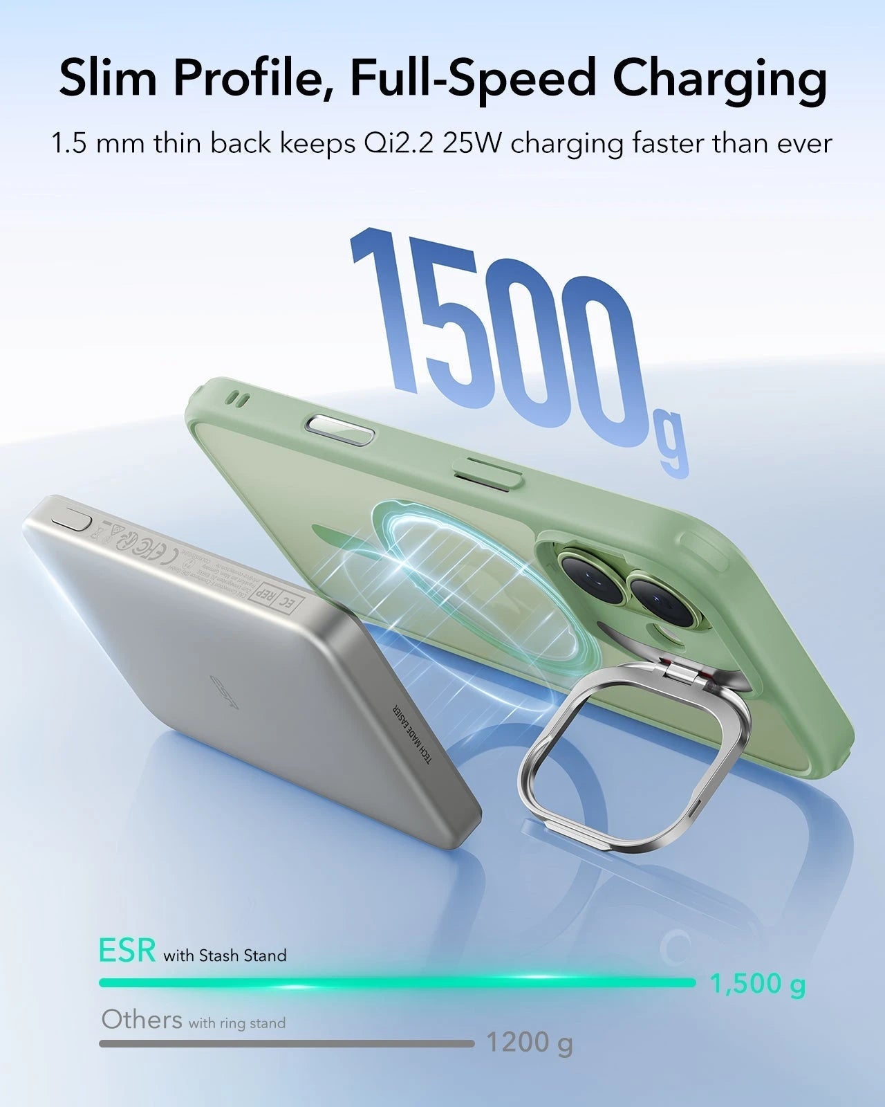 Light Green Magsafe iPhone 17 Phone Case with Stand | ESR Classic