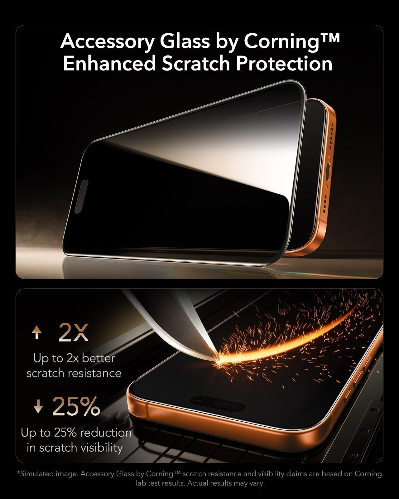 Orange iPhone 17 Pro Hybrid Case and Privacy Corning Protectors | ESR