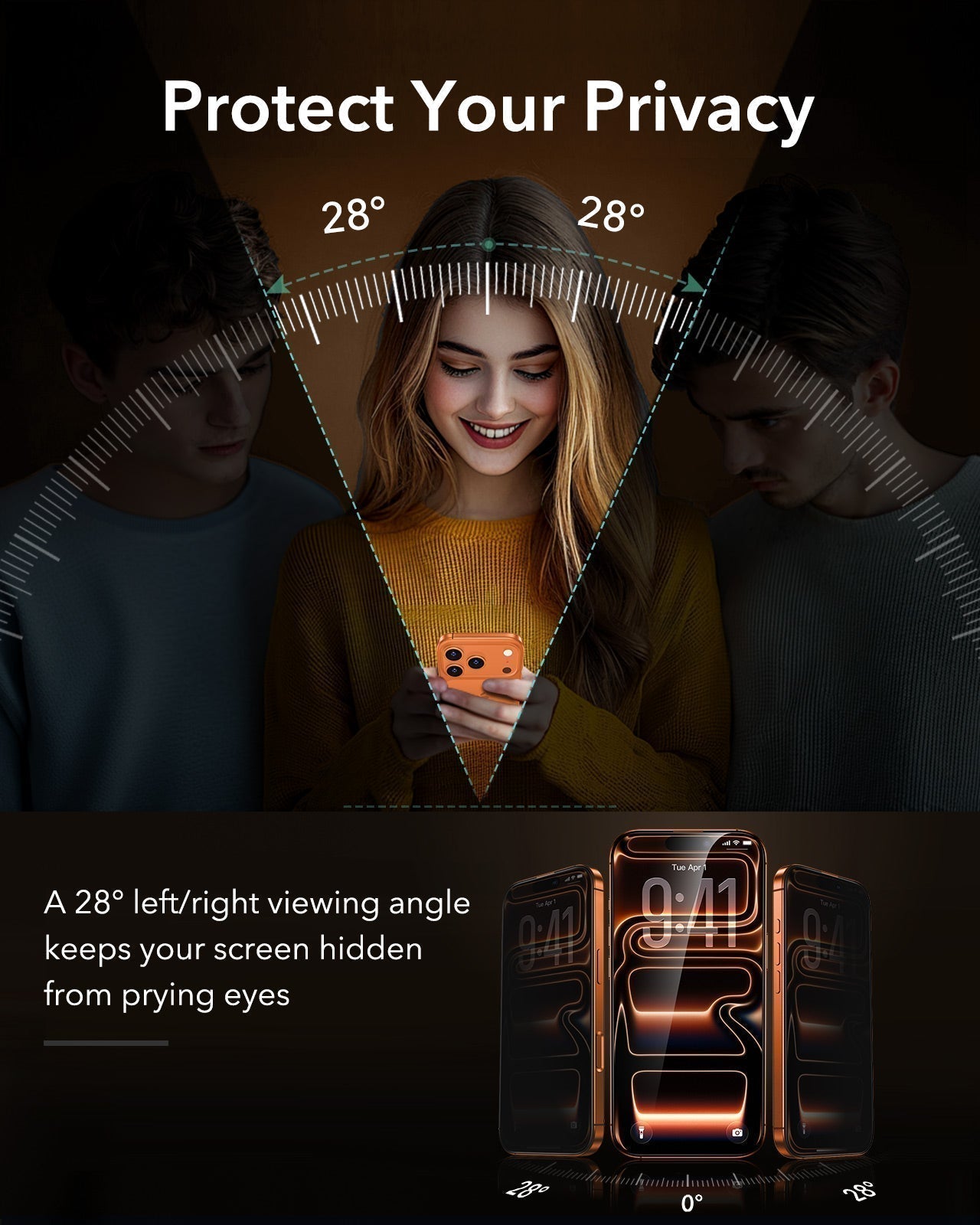 Black iPhone 17 Pro Max Hybrid Case & Privacy Corning Glass Guard | ESR