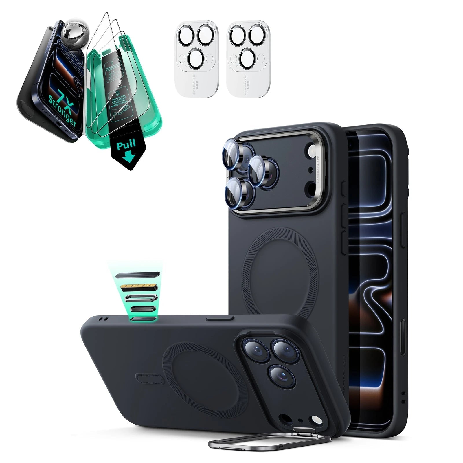 Black Silicone iPhone 17 Pro Max Case & Ultra-Clear Screen Protection|ESR Black Silicone iPhone 17 Pro Max Case & Ultra-Clear Screen Protection|ESR
